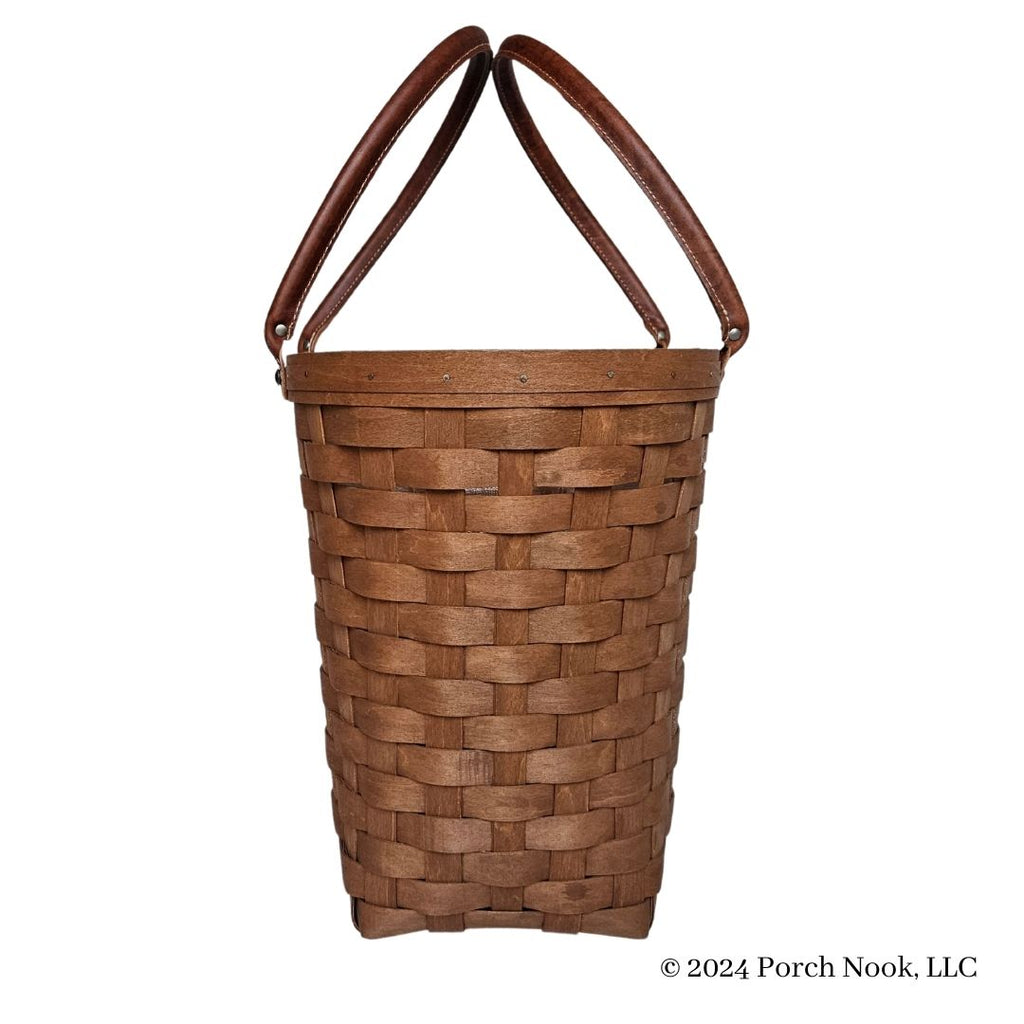 Porch Nook | Large Boardwalk Basket Tote, Woven Wood & Leather Handles ...