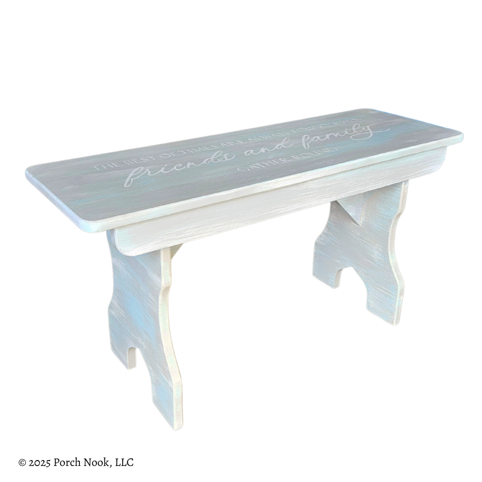 Porch Nook | Vintage Solid Wood Bench, Hand-Painted Coastal Style with ...