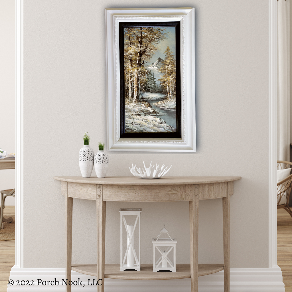 Porch Nook | Vintage Original Oil Painting on Canvas “Mountain River ...